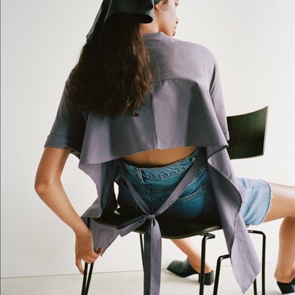 Zara | Tops | Zara Purple Open Back Tie Tshirt | Poshmark